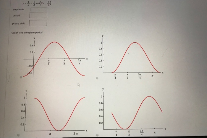 Solved Flnd the amplitude, period, and phase shift of the | Chegg.com