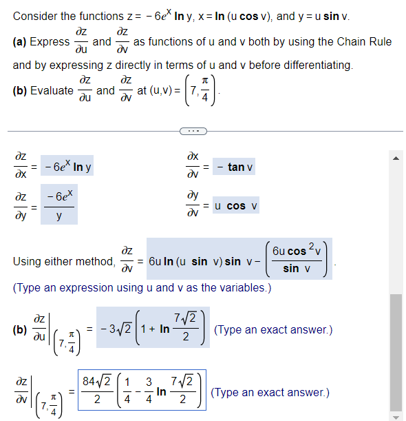 Solved Consider the functions z=−6exlny,x=ln(ucosv), and | Chegg.com