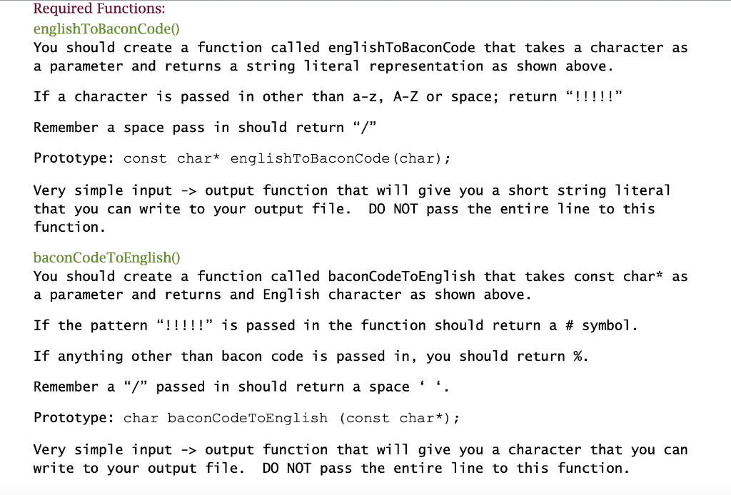 Solved Part B - Translate Bacon Code back into English | Chegg.com
