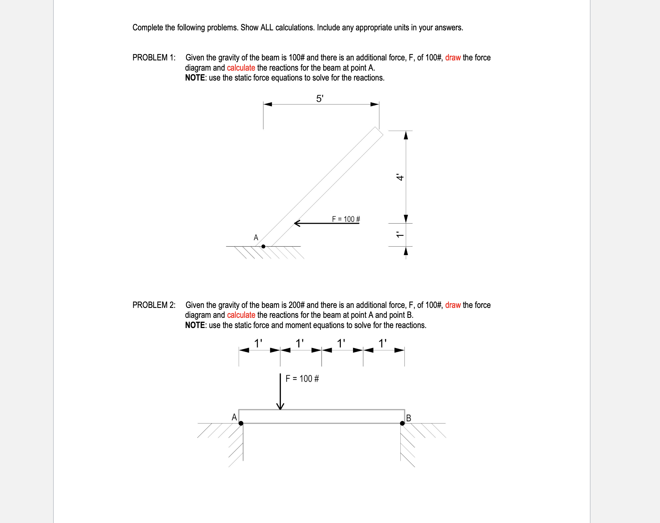 Solved Complete the following problems. Show ALL | Chegg.com