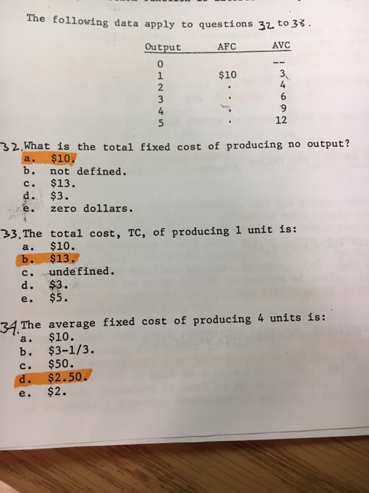 Solved The following data apply to questions 32. to 3* | Chegg.com