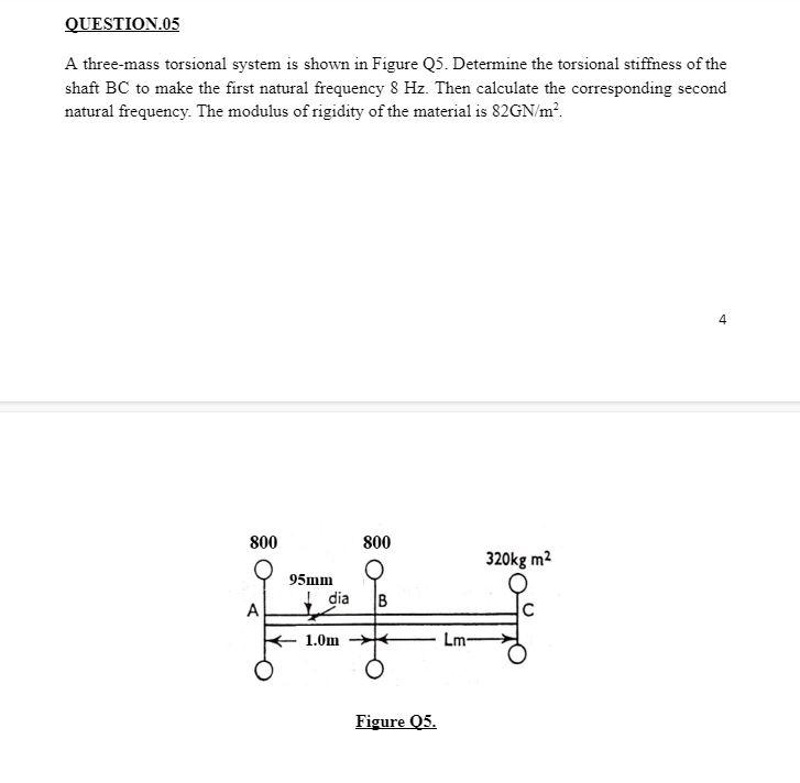 Solved QUESTION.05 A three-mass torsional system is shown in | Chegg.com