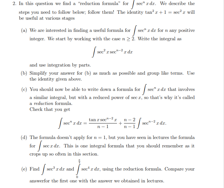 Solved seco sec n- 2. In this question we find a "reduction | Chegg.com