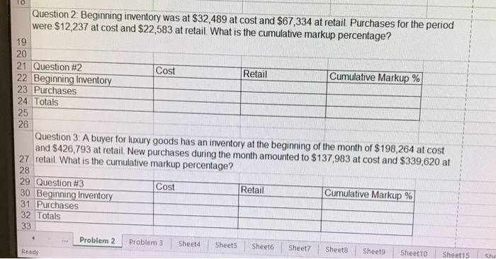 Solved D6 1 Cumulative Markup Markup % Cost Retail 3 | Chegg.com