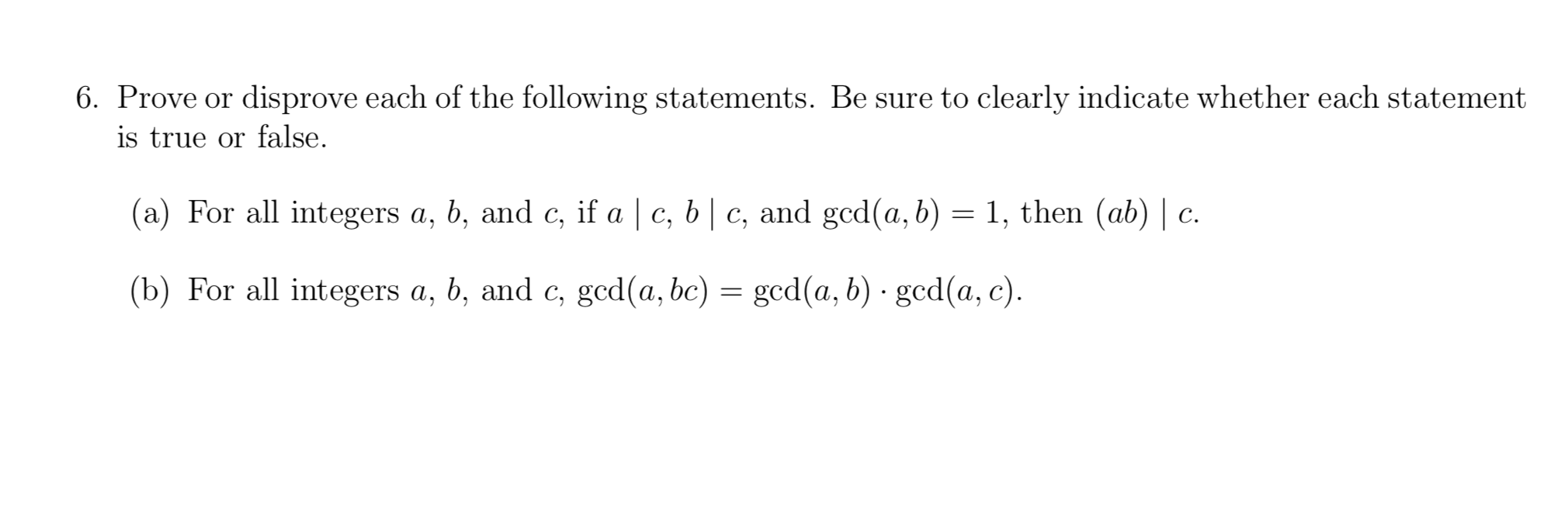 Solved 6. Prove or disprove each of the following | Chegg.com
