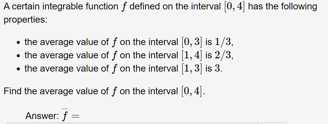 Solved A certain integrable function f defined on the | Chegg.com
