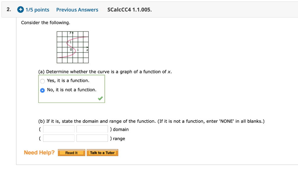Solved 2. + 1/5 points Previous Answers ScalcCc4 1.1.005. | Chegg.com