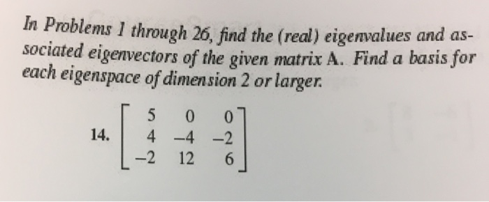 Solved In problems 1 through 26, nd the (real) eigenvalues | Chegg.com