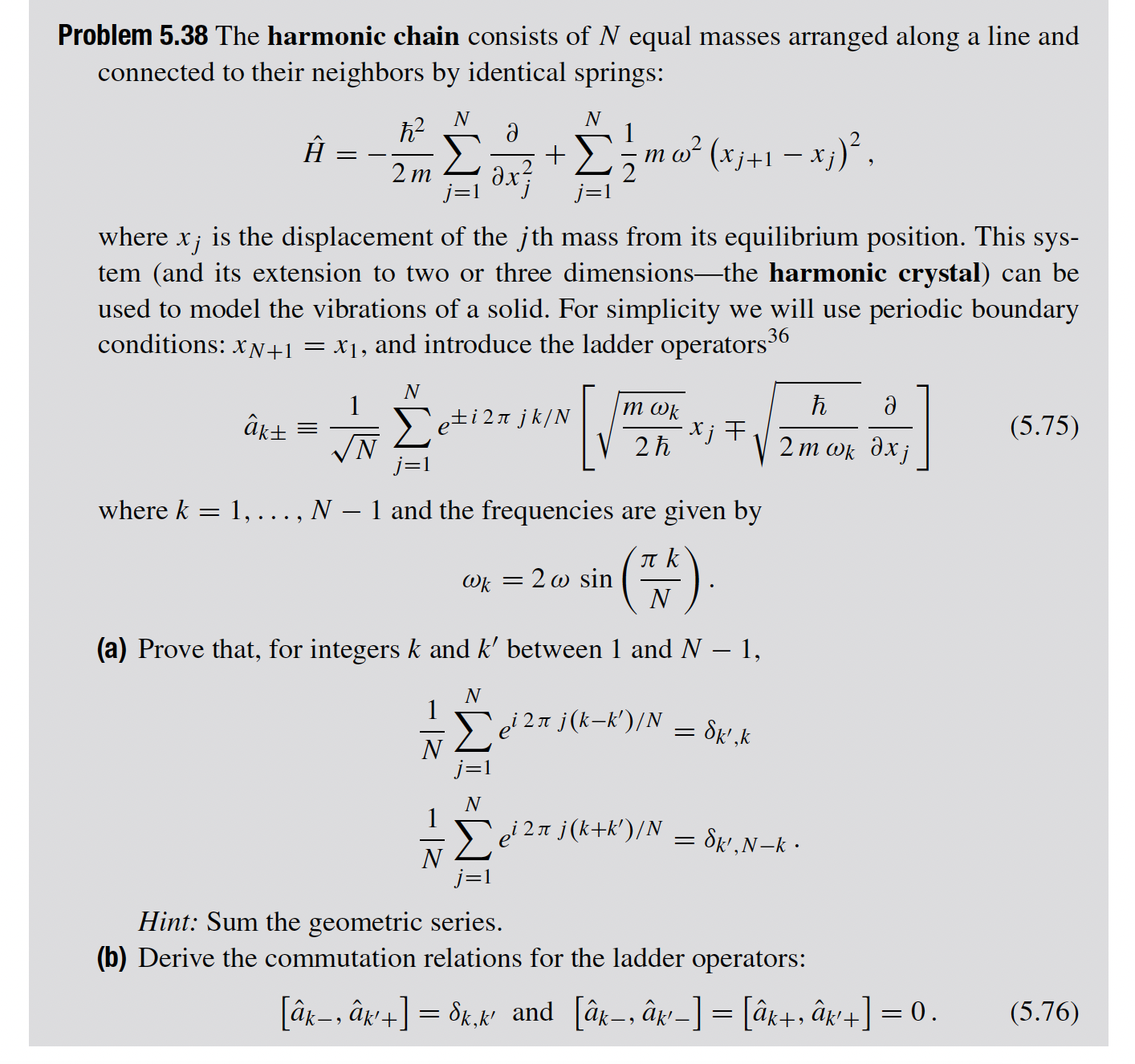 Solved (c) Using Equation 5.75, show that | Chegg.com