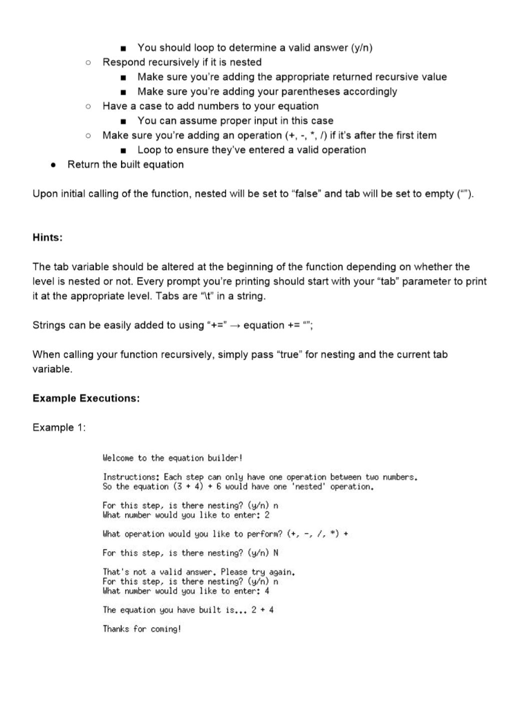 Create a program that will recursively build an | Chegg.com
