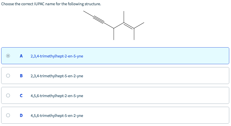 Solved Choose the correct IUPAC name for the following | Chegg.com