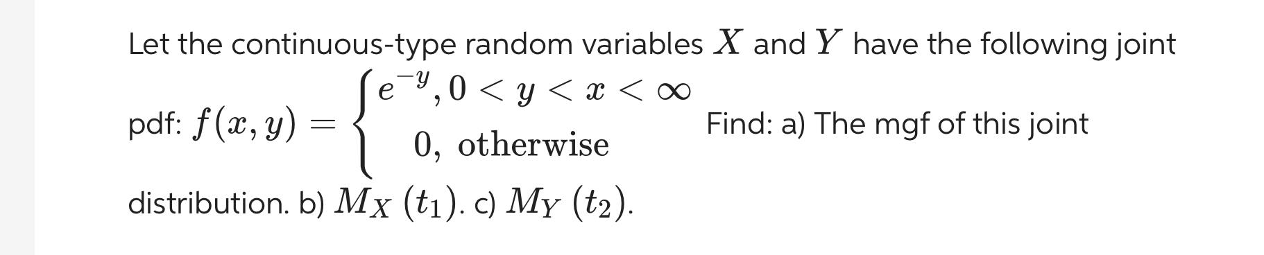 Solved Let the continuous-type random variables X and Y have | Chegg.com