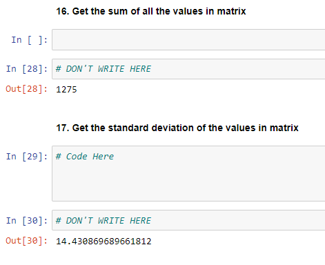 Solved 16. Get the sum of all the values in matrix In [ ]: | Chegg.com