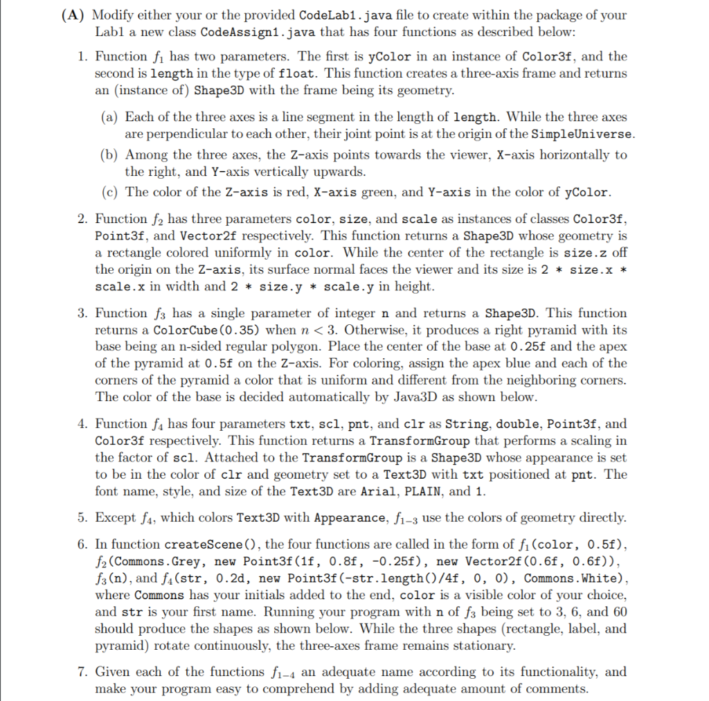 (A) Modify either your or the provided CodeLab1.java | Chegg.com