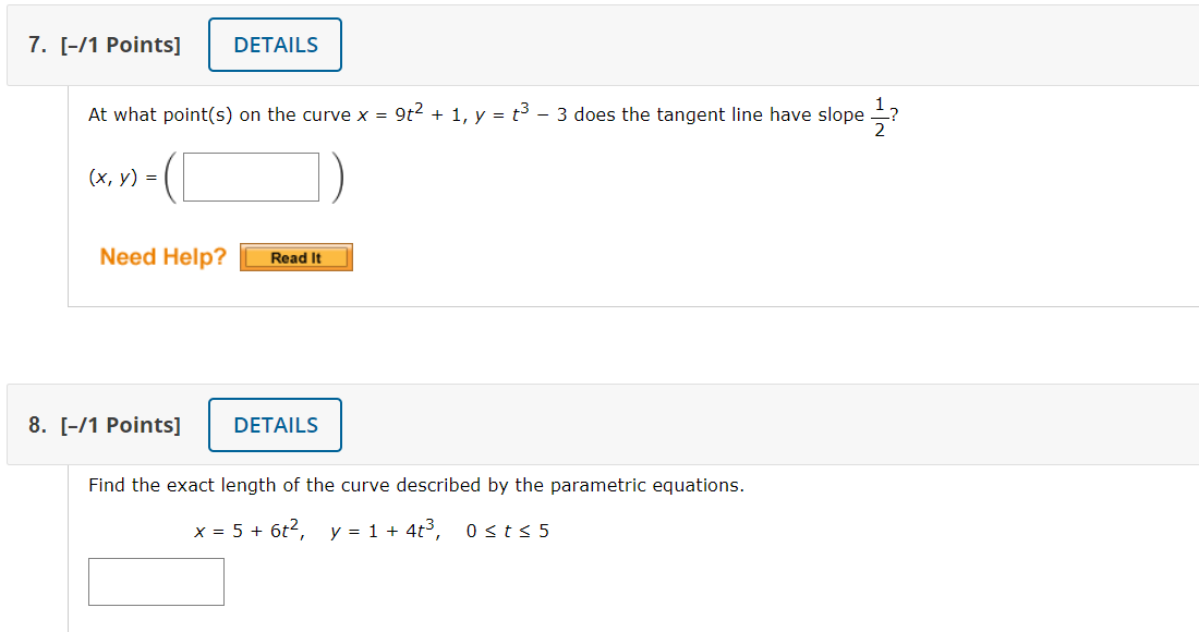 Solved At what point(s) on the curve x=9t2+1,y=t3−3 does the | Chegg.com