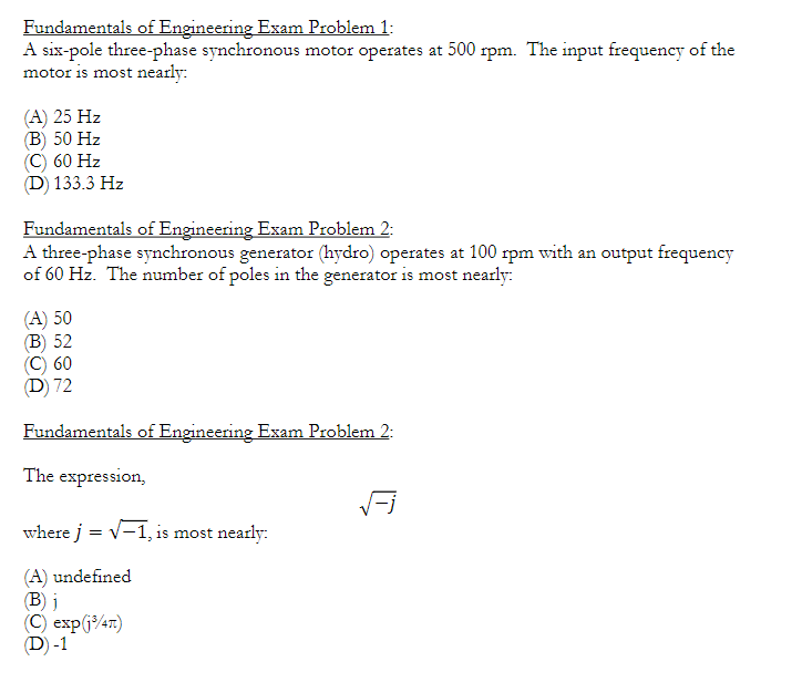 Solved Fundamentals of Engineering Exam Problem 1: A | Chegg.com