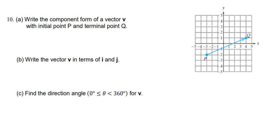 Solved 10. (a) Write the component form of a vector v with | Chegg.com