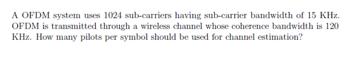 Solved A OFDM system uses 1024 sub-carriers having | Chegg.com