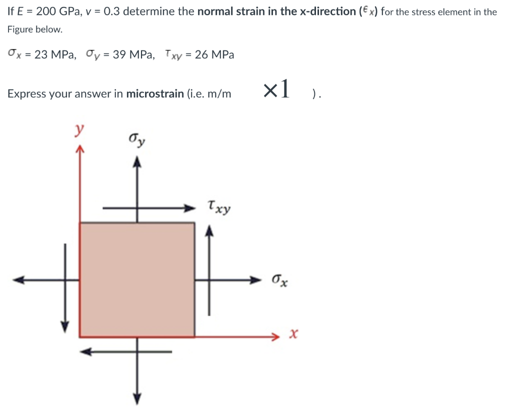 Solved If E=200GPa,v=0.3 determine the normal strain in the | Chegg.com