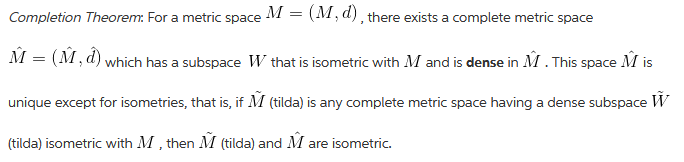 Solved Prove that the Completion of a metric space defined | Chegg.com