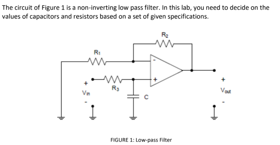 Solved The circuit of Figure 1 is a non-inverting low pass | Chegg.com