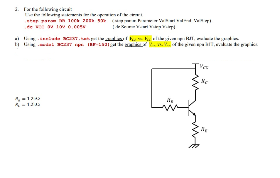 Solved evaluate the graphics using LTSpice and .MODEL BC237 | Chegg.com