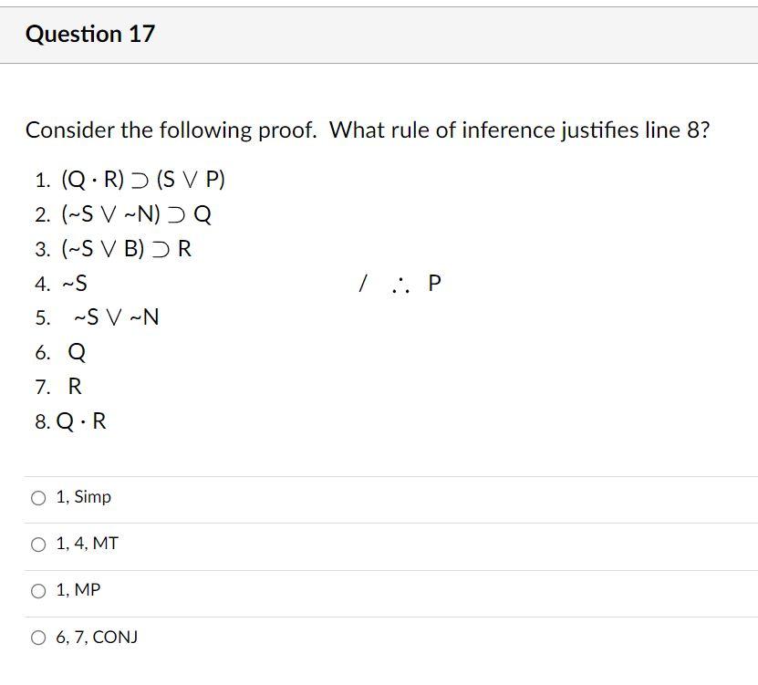 Solved Consider the following proof. What rule of inference | Chegg.com