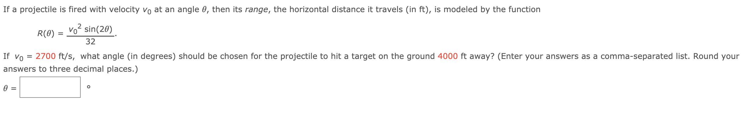 Solved If a projectile is fired with velocity vo at an angle | Chegg.com