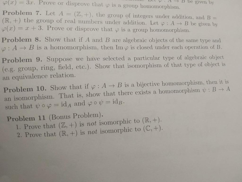 Solved φ(x)=3x. Prove or disprove that φ is a group | Chegg.com