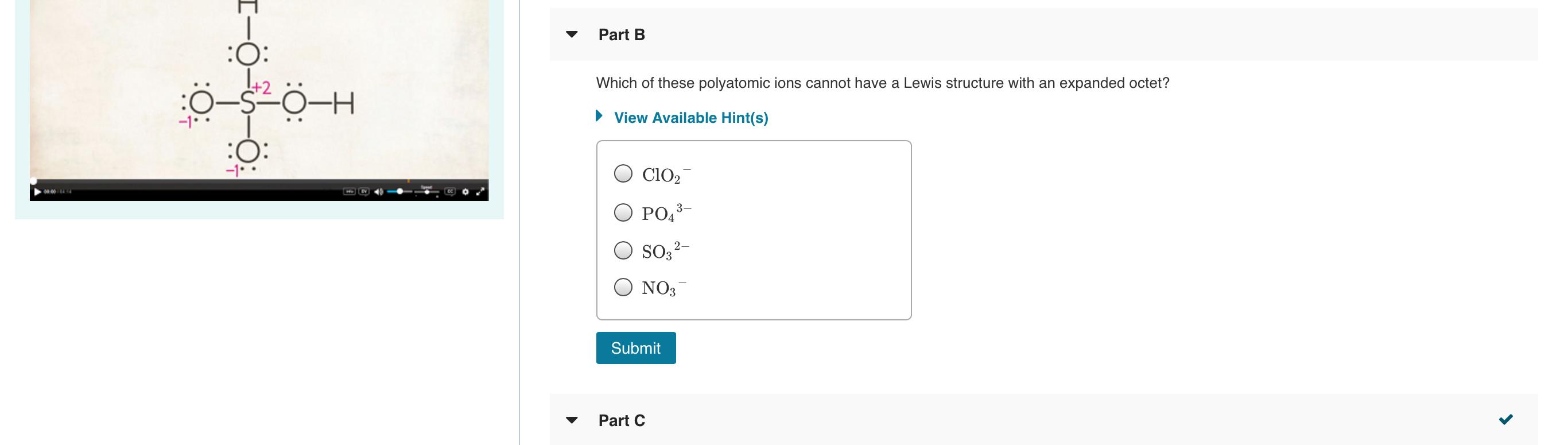 Solved Part B :O: Which of these polyatomic ions cannot have | Chegg.com