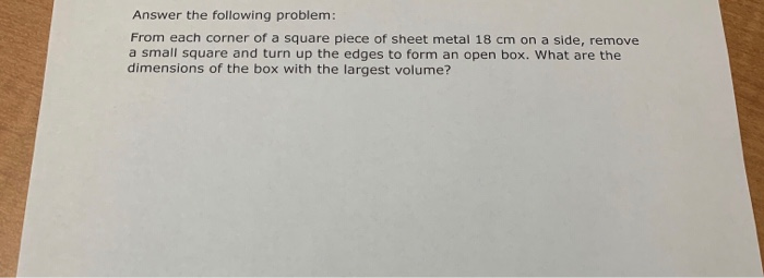 Solved Answer the following problem: From each corner of a | Chegg.com