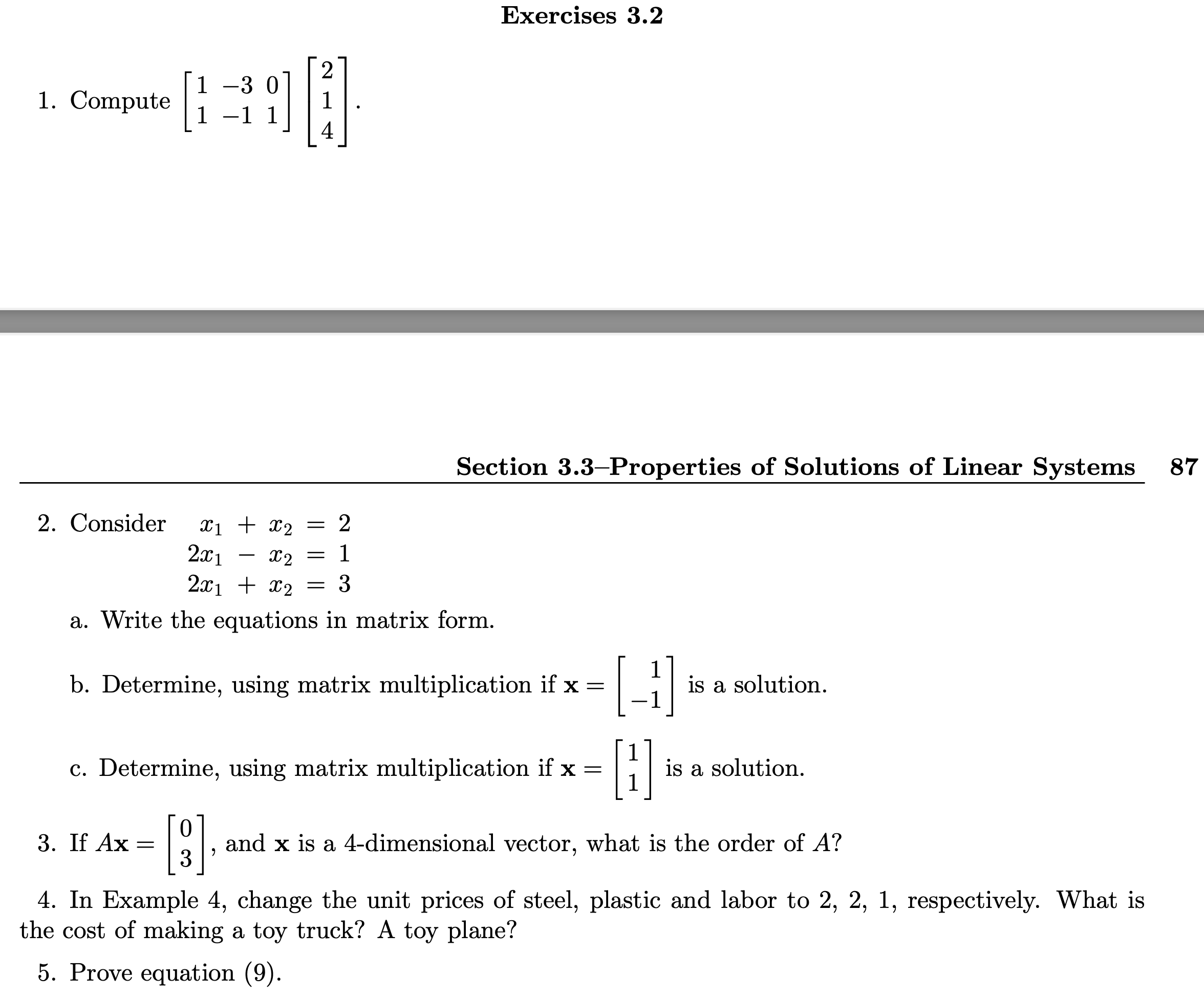 Solved Exercises 3.2 1. Compute [11−3−101]⎣⎡214⎦⎤. Section | Chegg.com