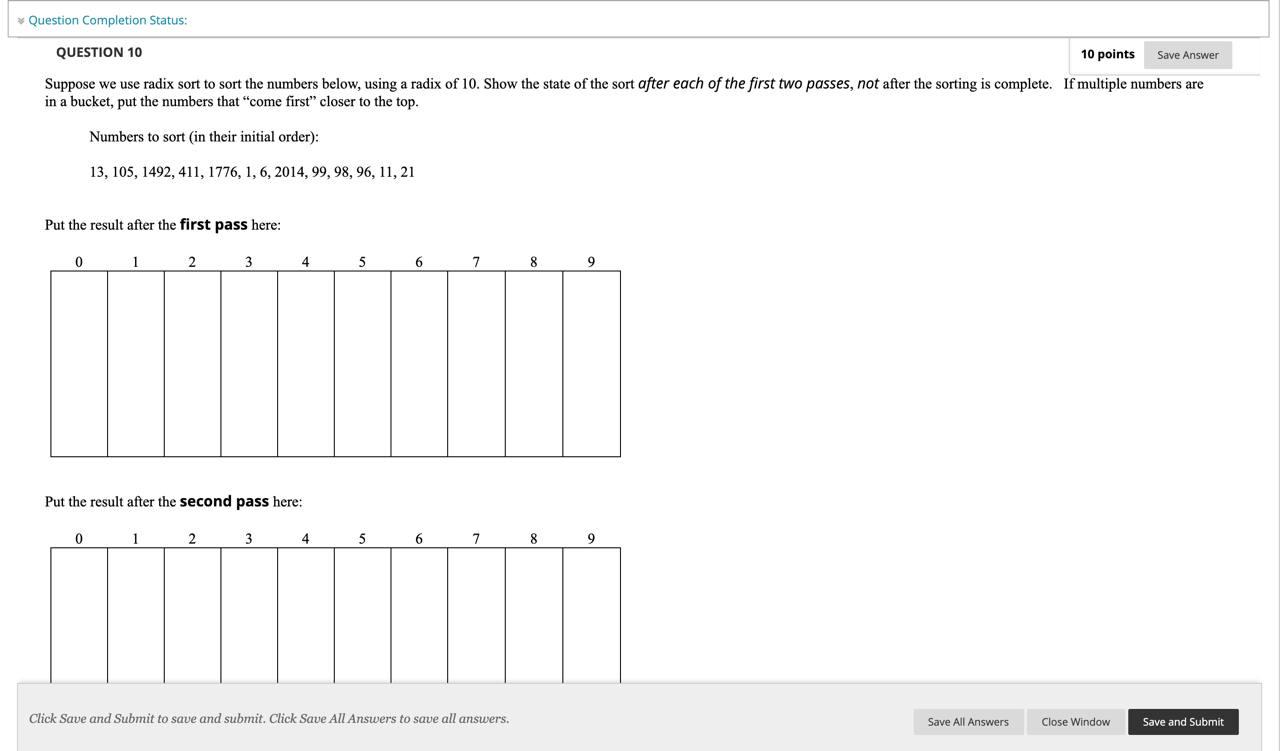 Solved Suppose We Use Radix Sort To Sort The Numbers Below