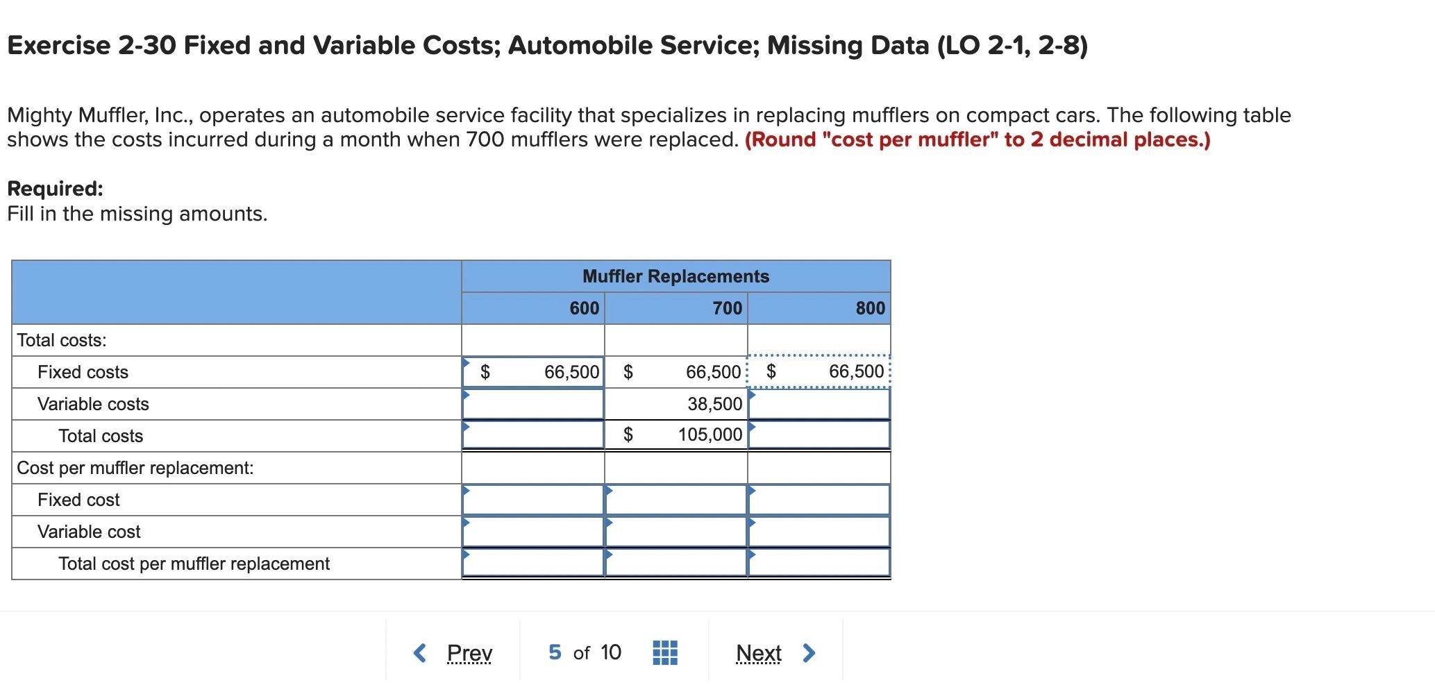 Solved Exercise 2-30 Fixed and Variable Costs; Automobile | Chegg.com