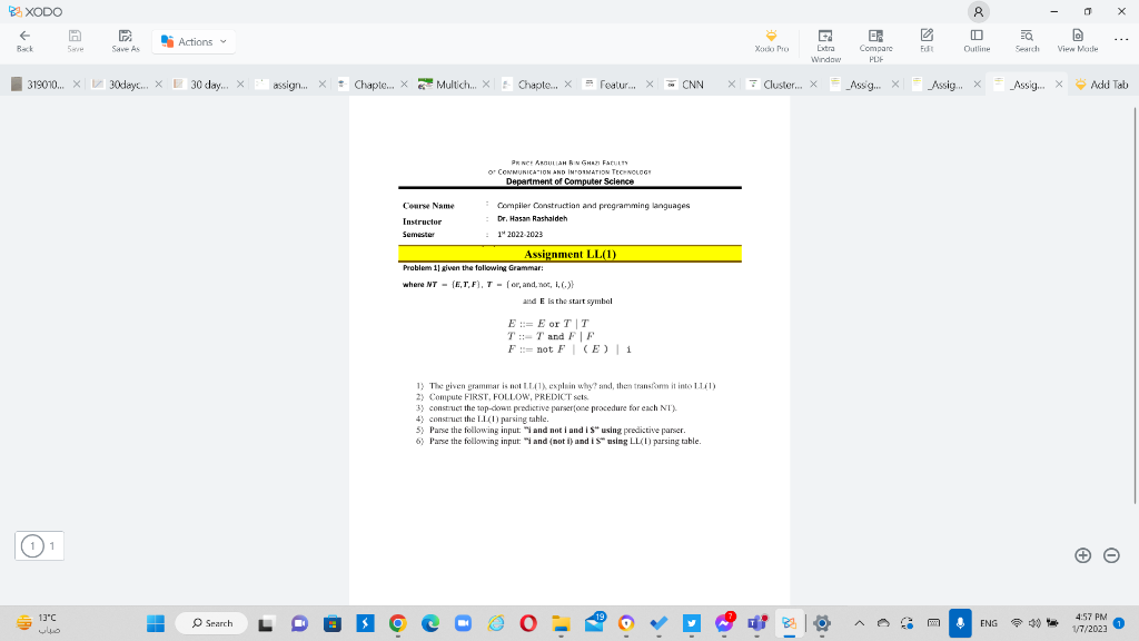 Solved Cenrse Name : Compilar Corstructian and programming | Chegg.com