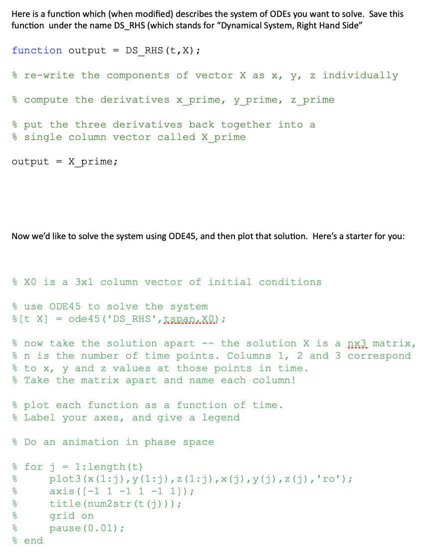 Question Write A Script Which Uses Ode45 To Solve