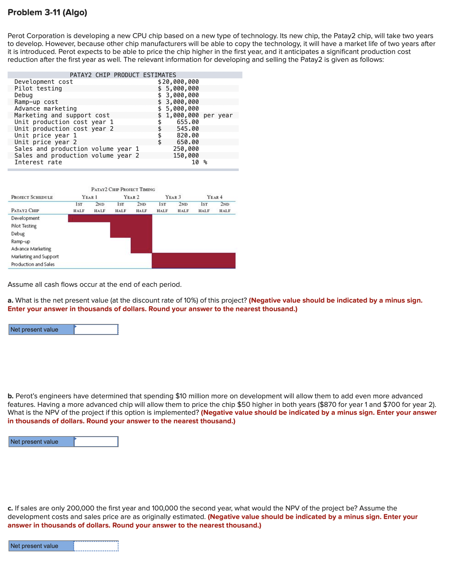 Solved Problem 3-11 (Algo)Perot Corporation is developing a | Chegg.com