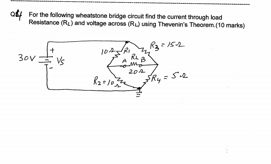 Solved Q$ For the following wheatstone bridge circuit find | Chegg.com