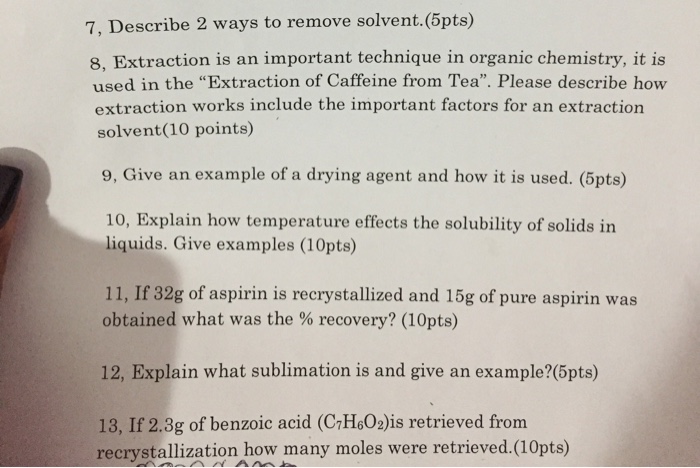 Solved Extraction is an important technique in organic | Chegg.com