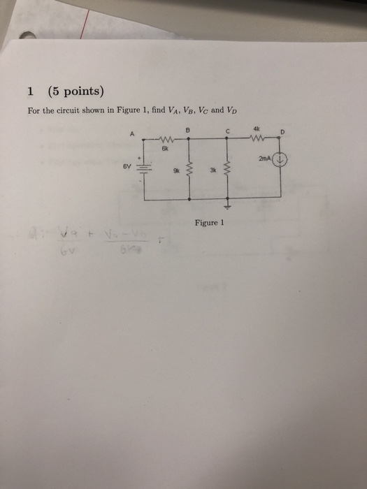 Solved For the circuit shown in figure 1, fine Va, Vb, Vc, | Chegg.com