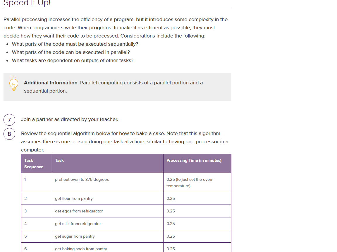 Speed It Up! Parallel processing increases the | Chegg.com
