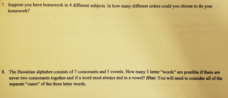 Solved PART 1: For each of the following counting | Chegg.com