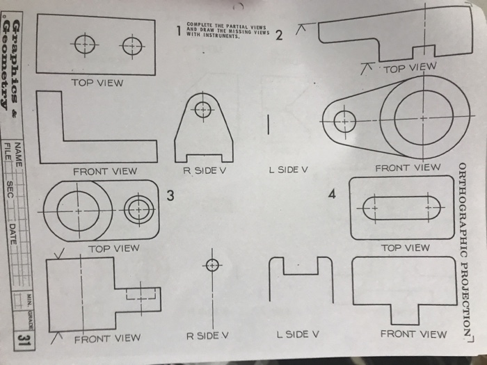 Solved COMPLETE THE PARTIAL VIEWS AND DRA THE MISSING VIEWS | Chegg.com