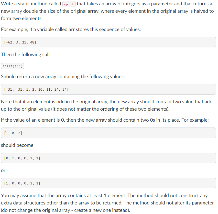 Solved Write a static method called that takes an array of | Chegg.com