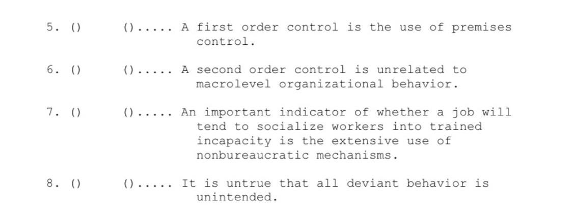 Solved 5. () ()..... A first order control is the use of | Chegg.com