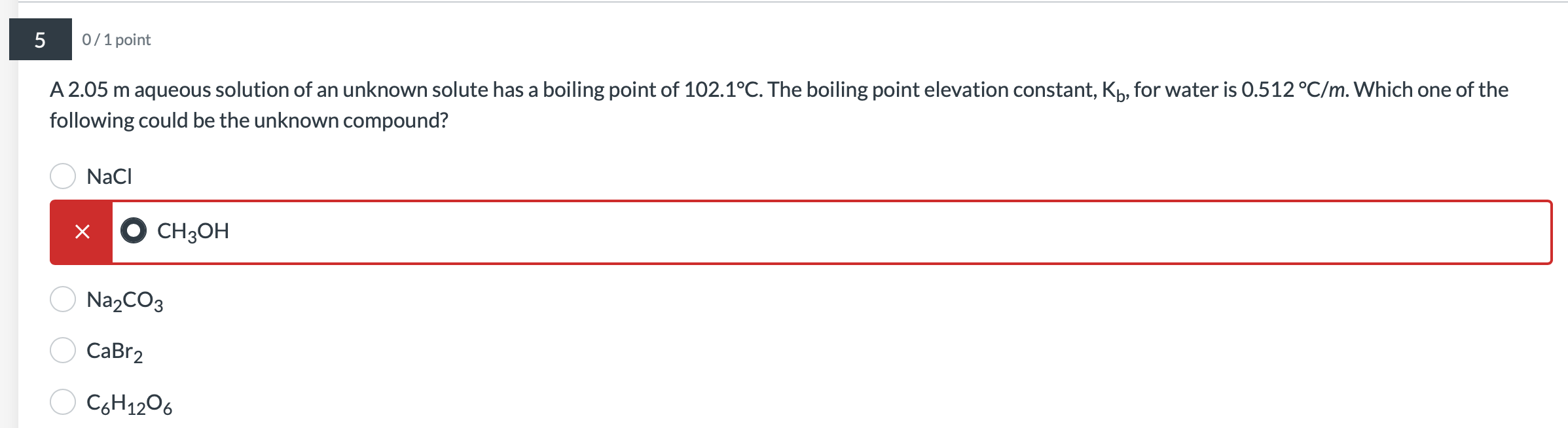 Solved A 2.05 m aqueous solution of an unknown solute has a | Chegg.com