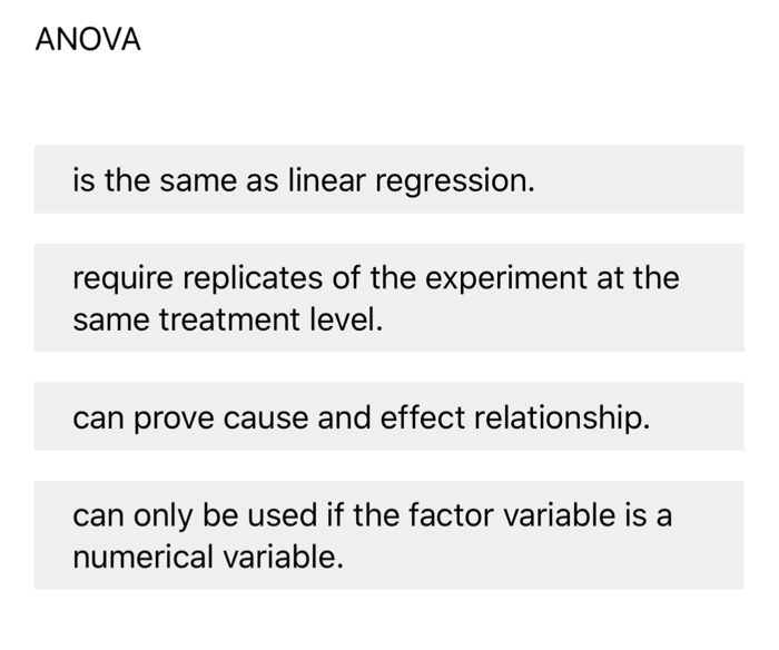Solved ANOVA is the same as linear regression. require | Chegg.com