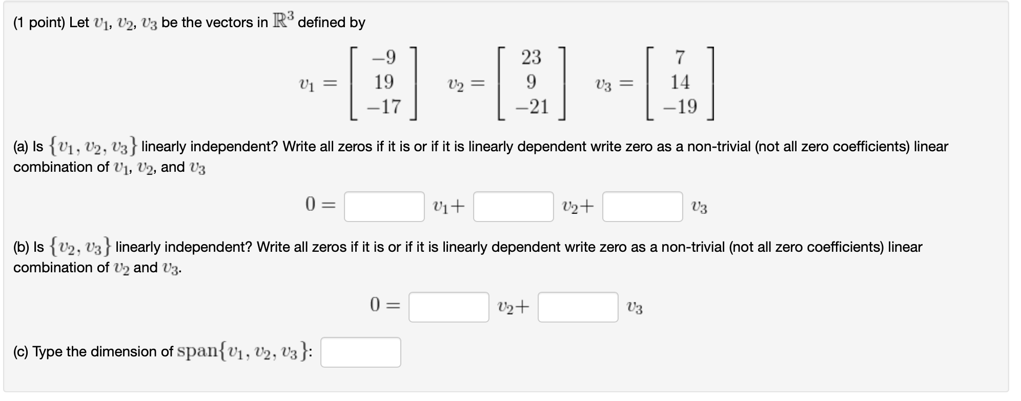 Solved (1 point) Let U1, U2, U3 be the vectors in R3 defined | Chegg.com