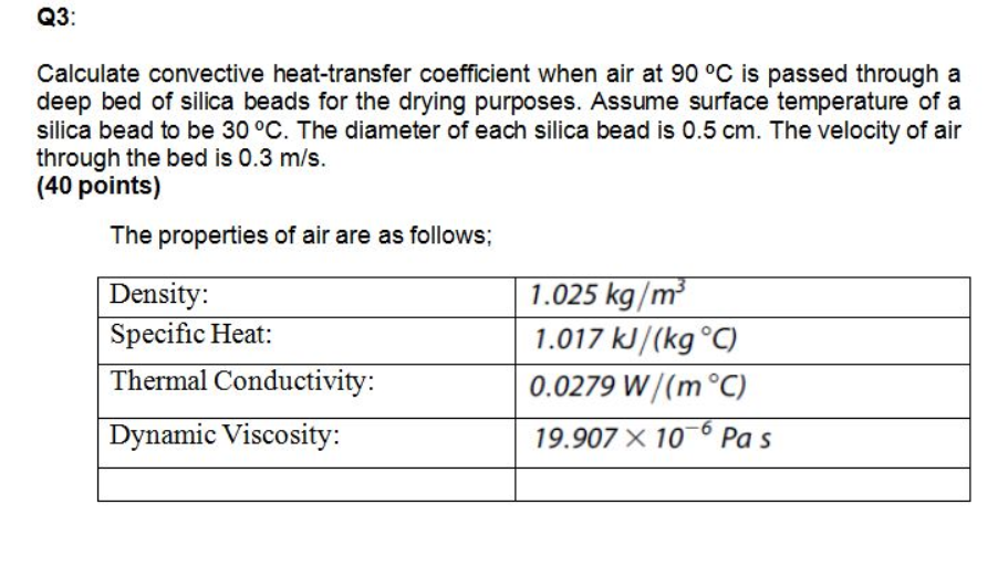 Solved Q3: : Calculate convective heat-transfer coefficient | Chegg.com