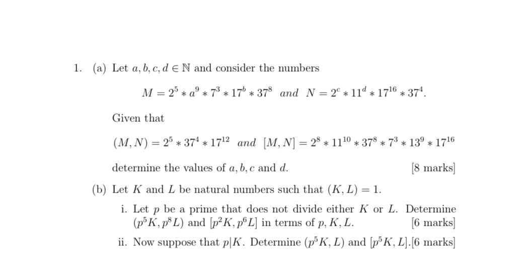Solved 1. (a) Let a,b,c,d∈N and consider the numbers | Chegg.com